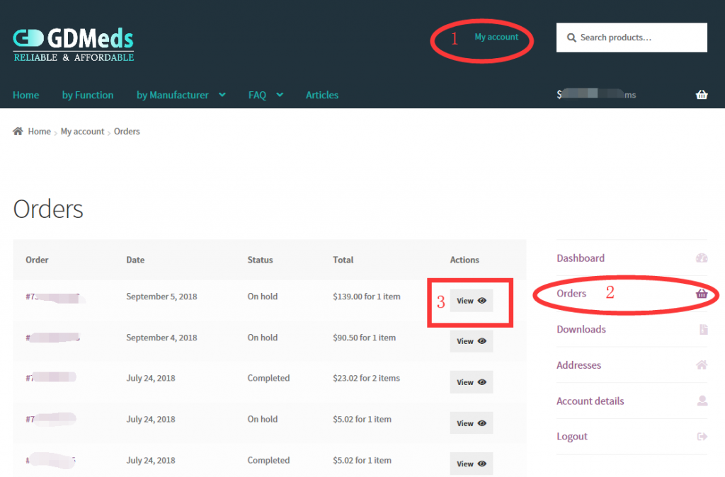 How to track the order delivery - GDMedz