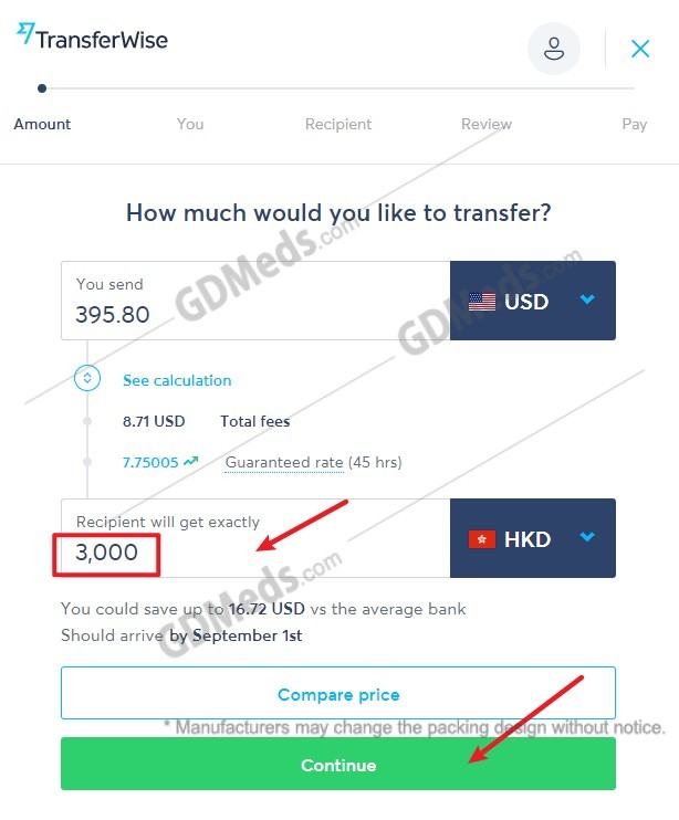 Pay through transferwise - GDMedz